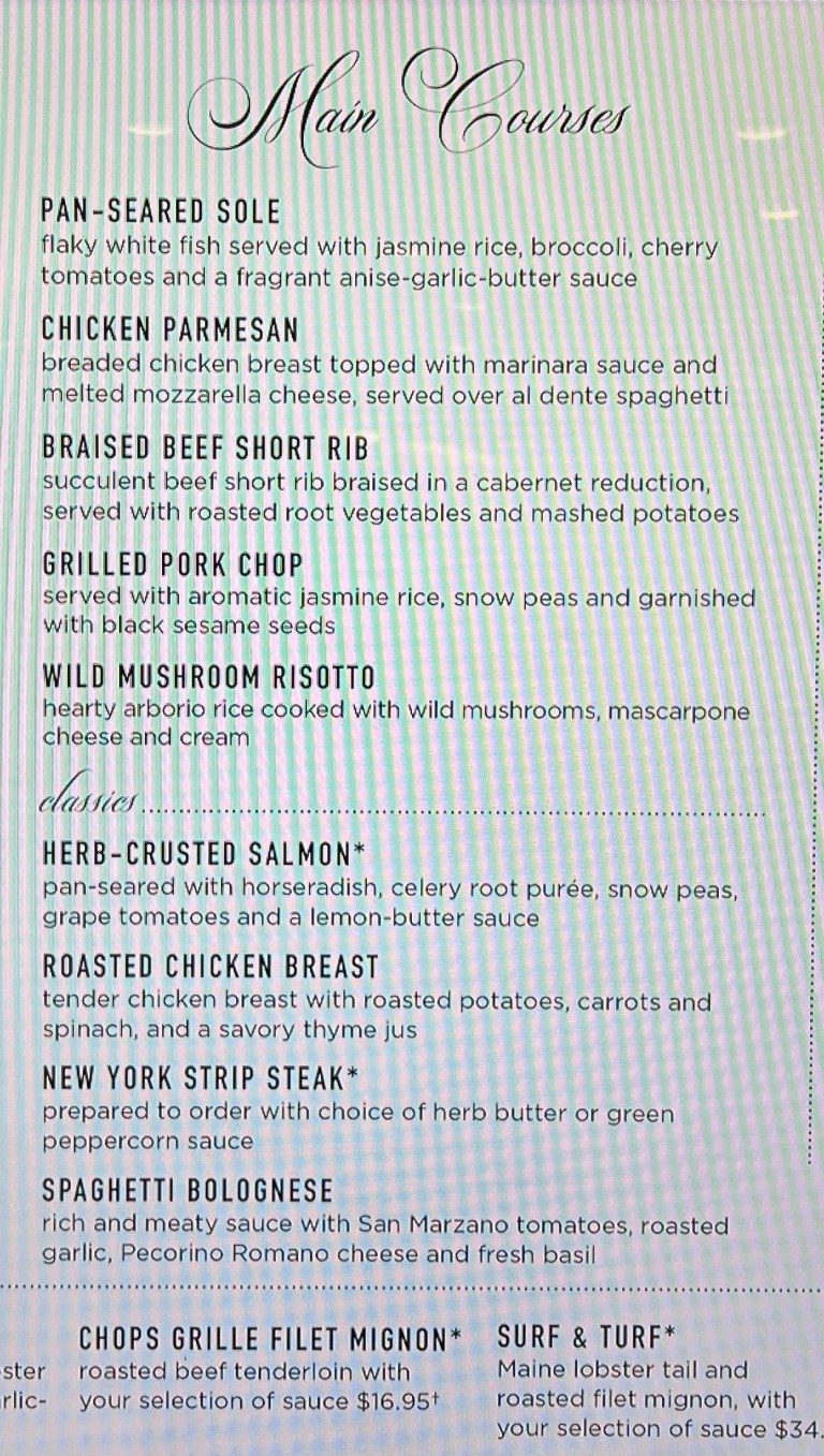 Royal Caribbean Mariner of the Seas Main Dining Room Menu 2022 ...